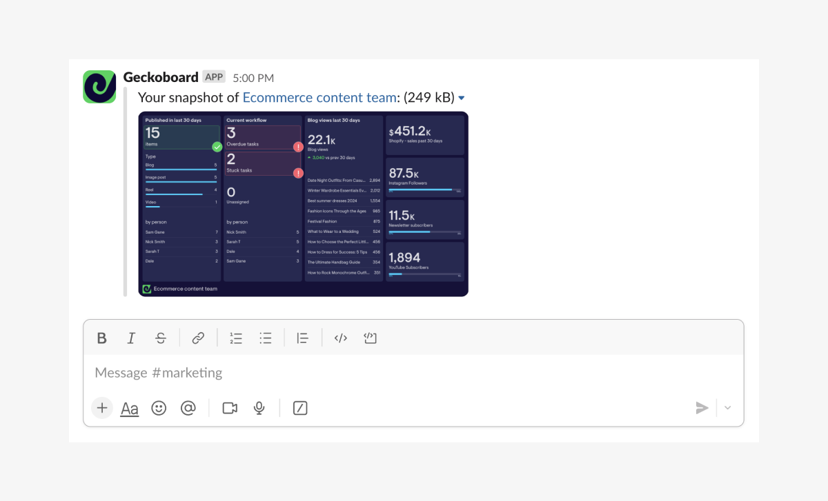 How to set up monday.com reports and alerts in Slack | Geckoboard blog