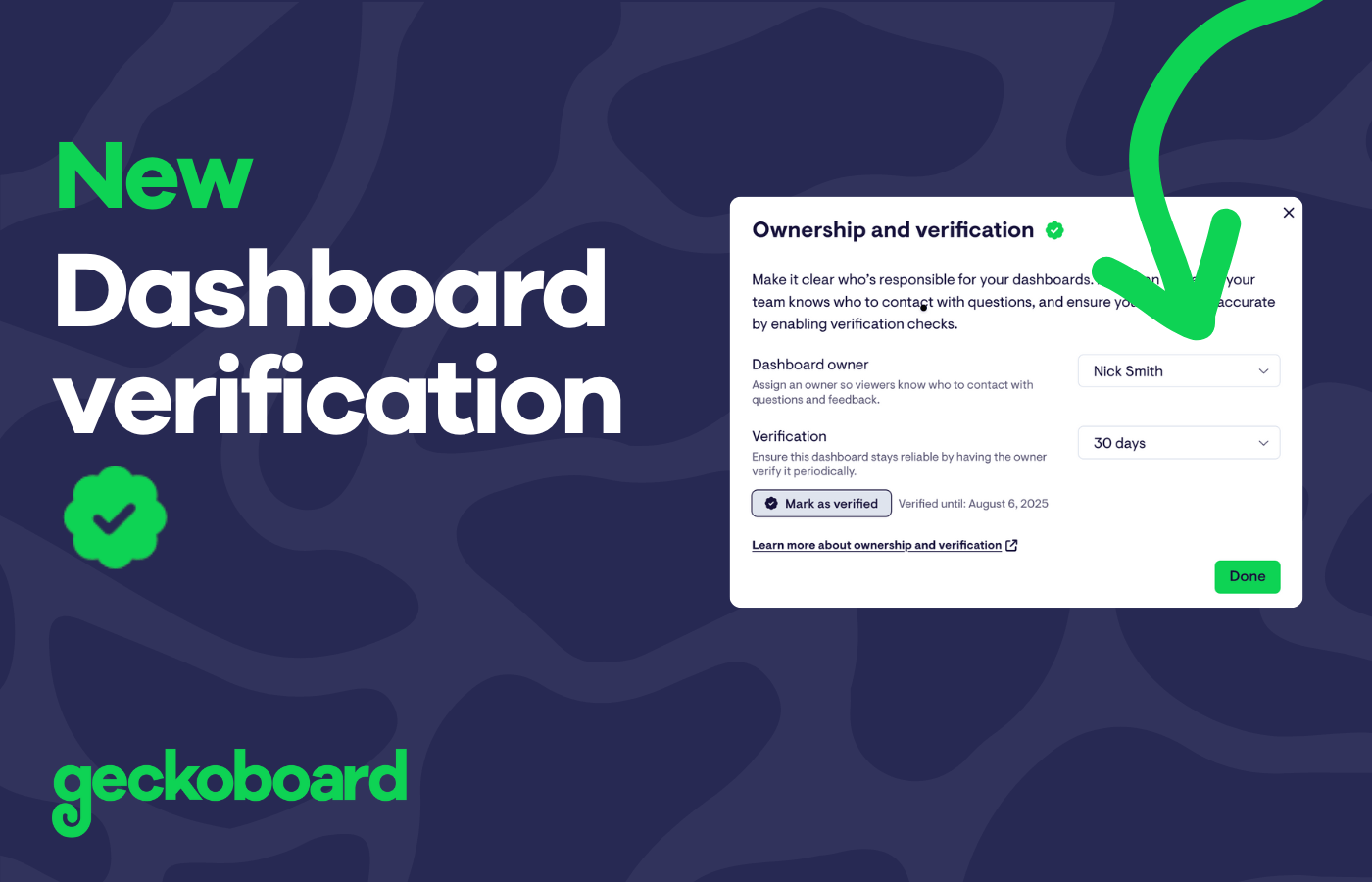 Dashboard verification | Geckoboard