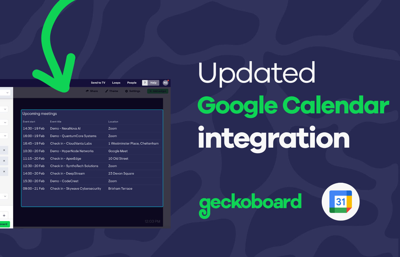 New and improved Google Calendar integration | Geckoboard